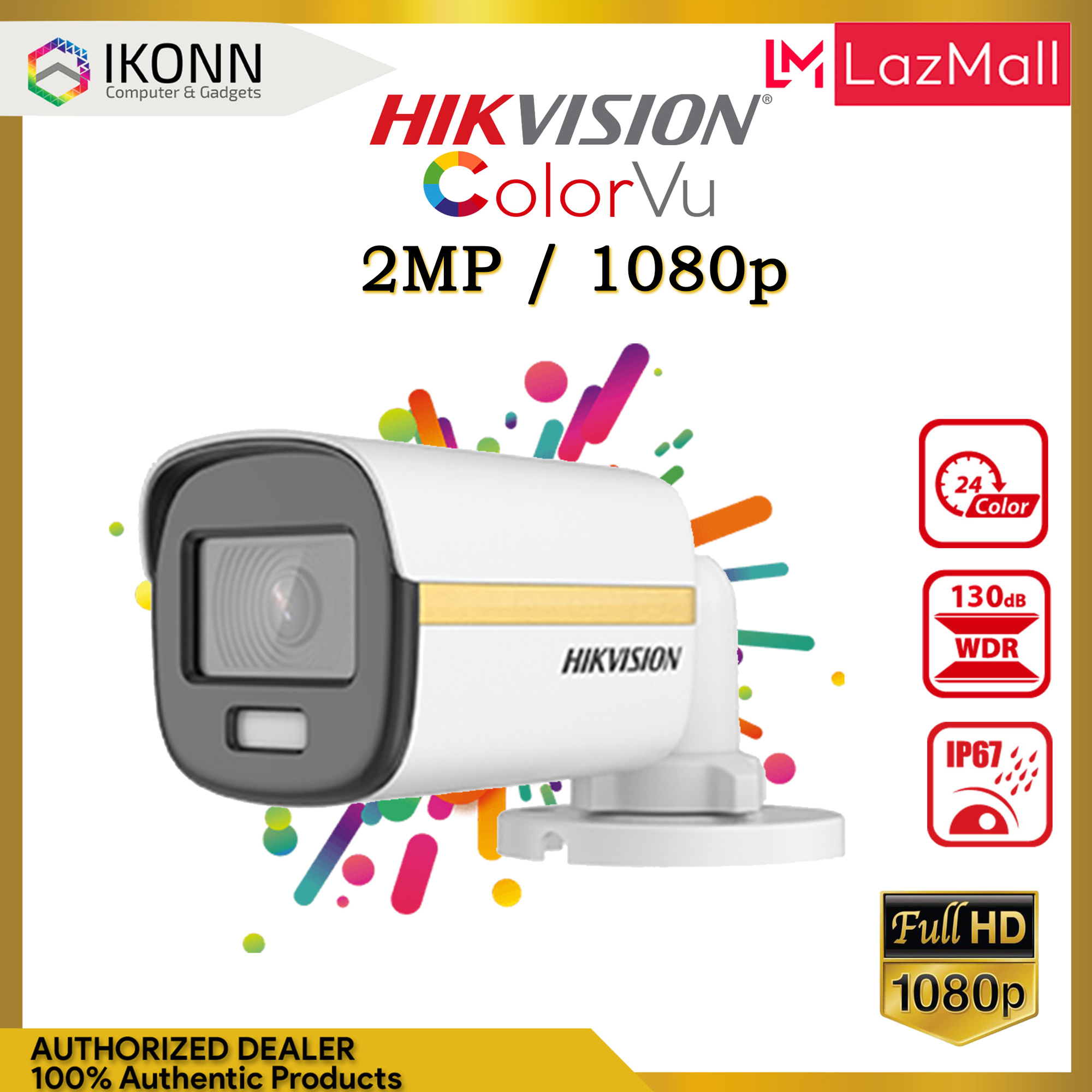 Hikvision CCTV Camera ColorVu 2MP Fixed Bullet Camera Analog Wired ...