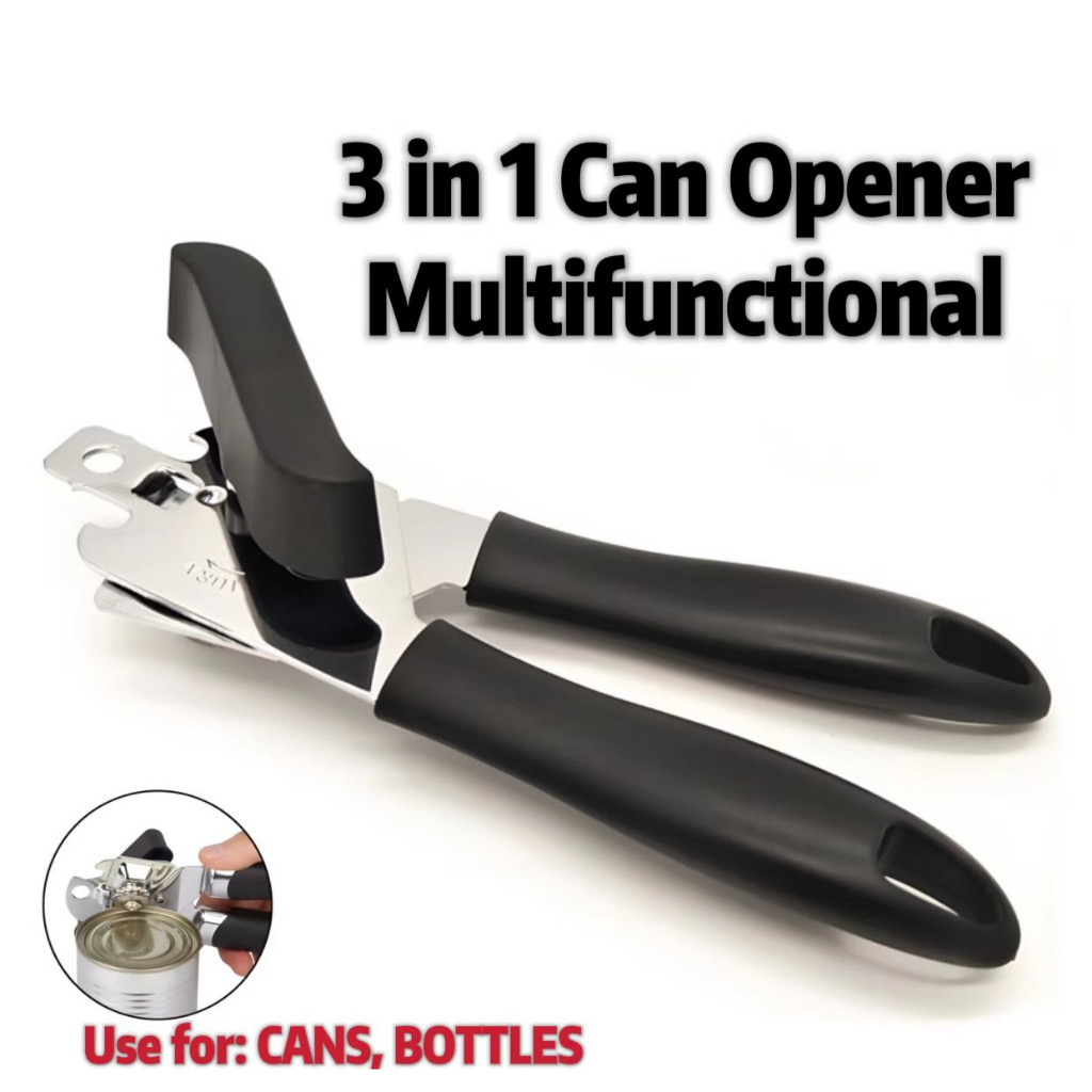 Manual Can Opener Handheld 3-In-1 Powerful Side Cutting Can Opener Beer ...