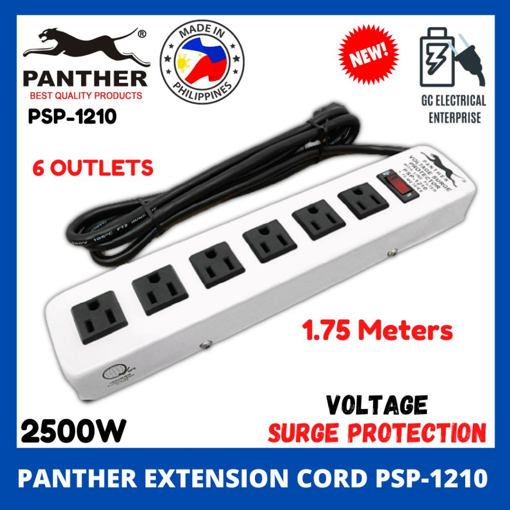 Panther Extension Cord Voltage Surge Protector PSP-1210 Heavy Duty ...
