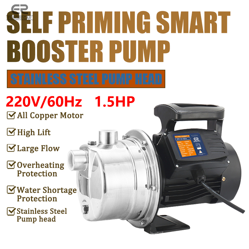 EURORECAR 220V Stainless Steel Jet Pump Automatic Household Self Priming Booster Pump High ...