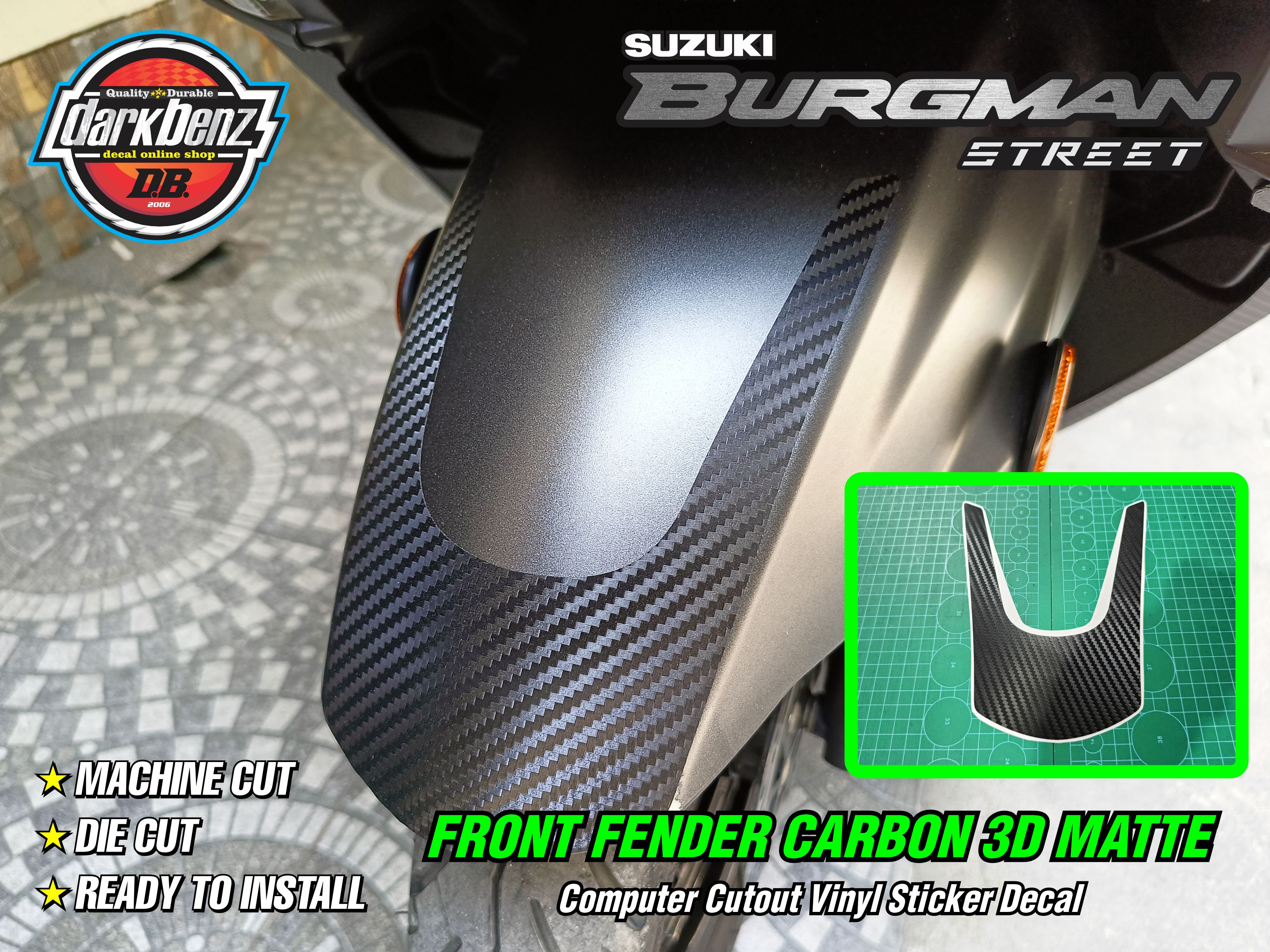 Suzuki Burgman 125 - Front Fender Computer Cutout Vinyl Sticker ...