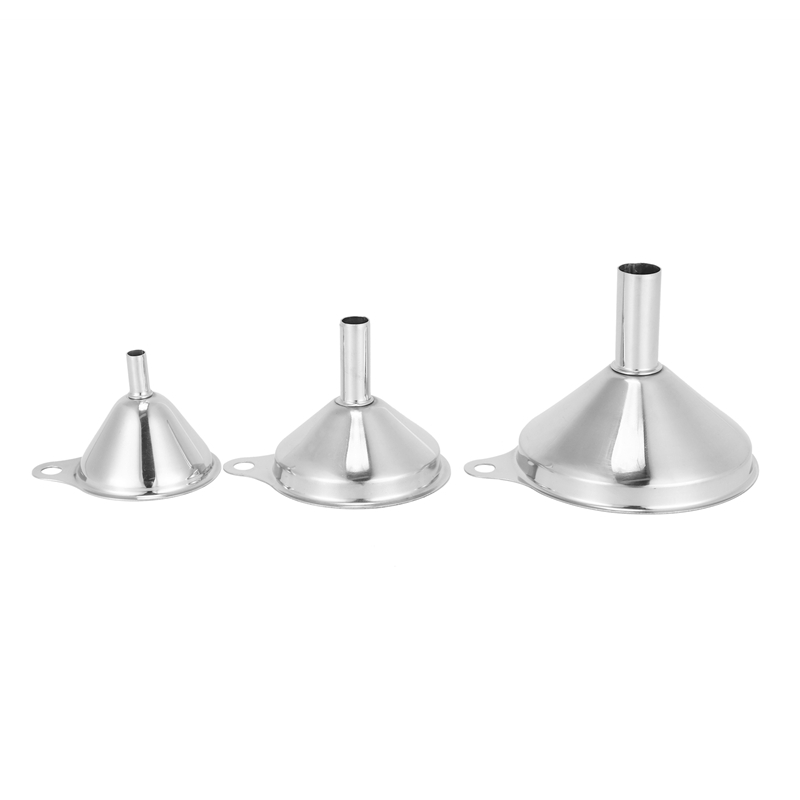 3 Pack Stainless Steel Funnels Set for Kitchen Use Filling Bottles Liquor Flask Tiny Spice ...