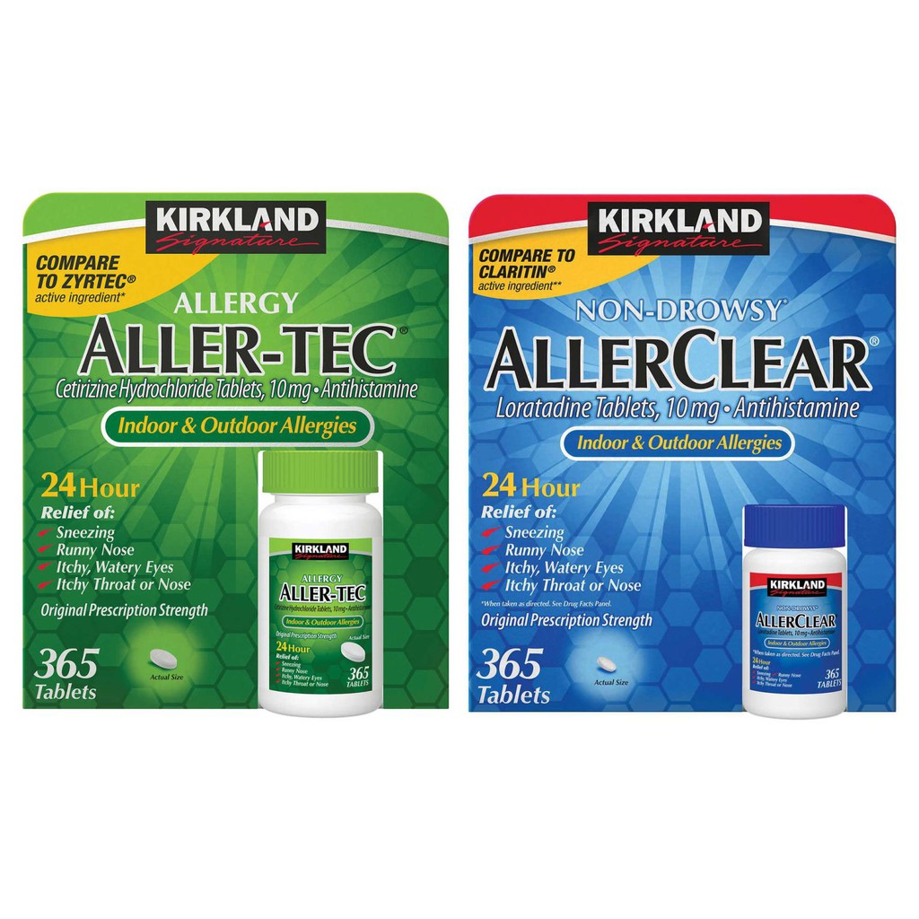 Kirkland Signature Aller-Tec AllerClear 365 Tablets for Allergy 10mg ...