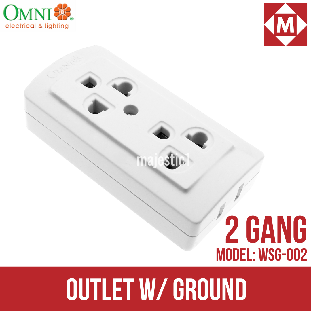 Omni Surface Convenience Outlet w/ Ground 2 Gang 10A 250V WSG-002/ 3 ...