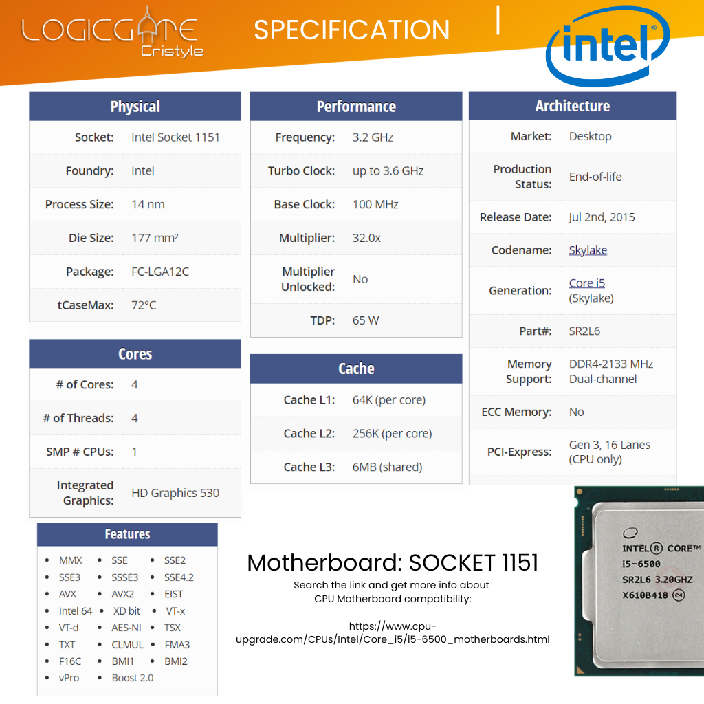 Intel GSeries/Intel Core i3 i5 i7 6th/7th Generation Socket s1151 for ...