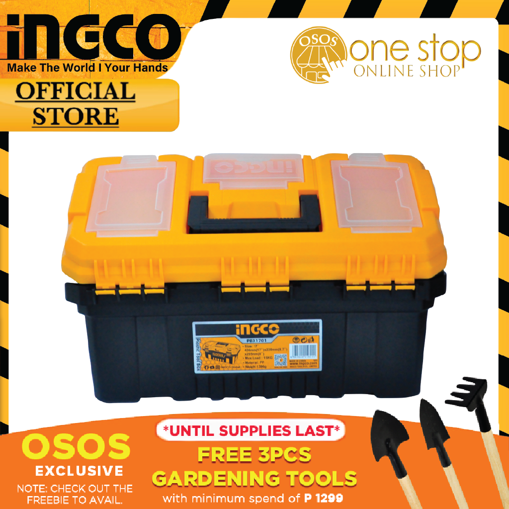 Ingco Original 17" Plastic Tool Box with Removable Tray PBX1701 •OSOS ...