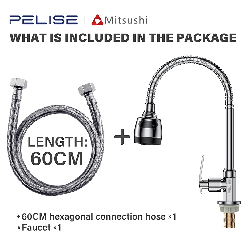 Pelise by Mitsushi Faucets Kitchen Sink Faucet 360°Flexible Rotary ...