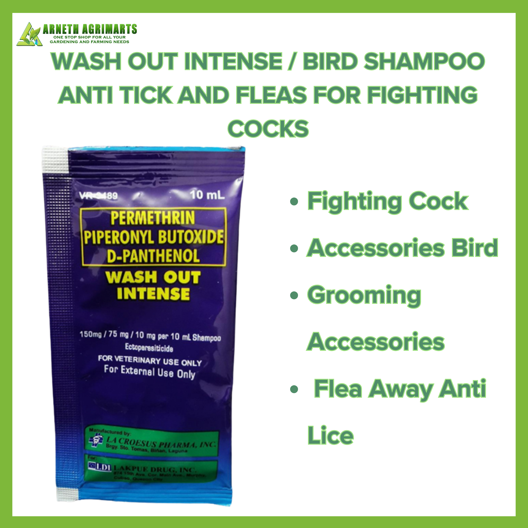 WASH OUT INTENSE ECTOPARACITIDE BIRD SHAMPOO ANTI TICK AND FLEAS FOR ...