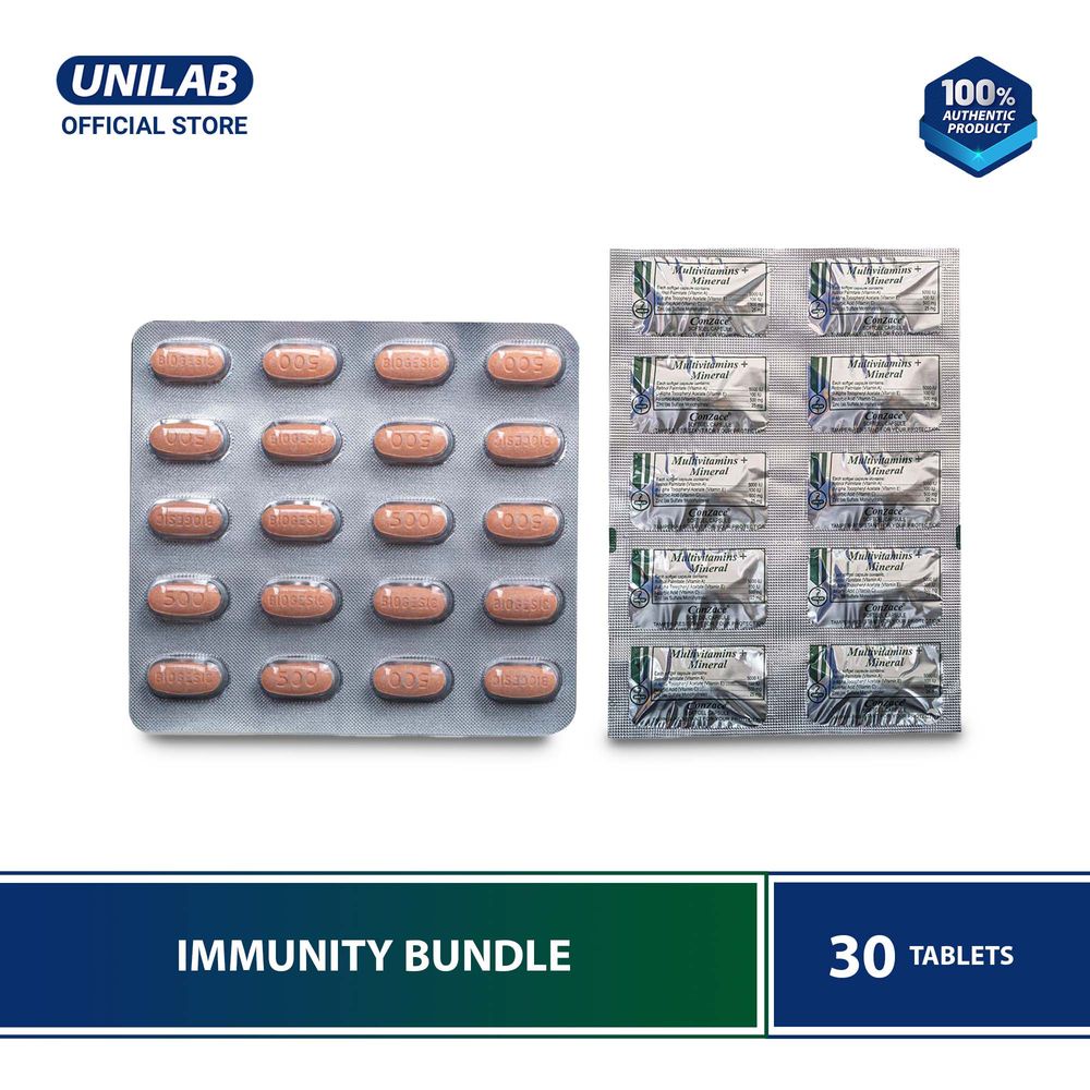 IMMUNITY CARE BUNDLE Biogesic Paracetamol 500 mg 20 Tablets + Conzace ...
