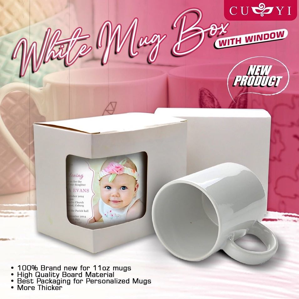 CUYI WHITE PLAIN MUG BOX & SIDE WINDOW & CENTER WINDOW ( Not Corrugated ...