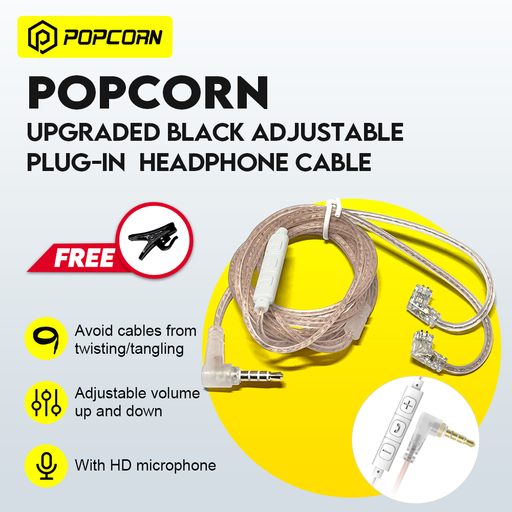 POPCORN IEM Cable, Earphone Extension Cable with Mic, for in Ear ...