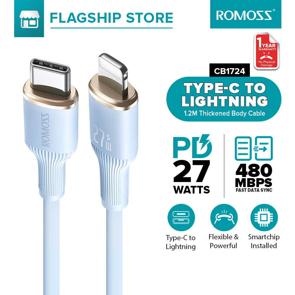 Romoss CB1724 1.2M Type C to Lightning Cable PD 27W Support PD 20W Fast ...