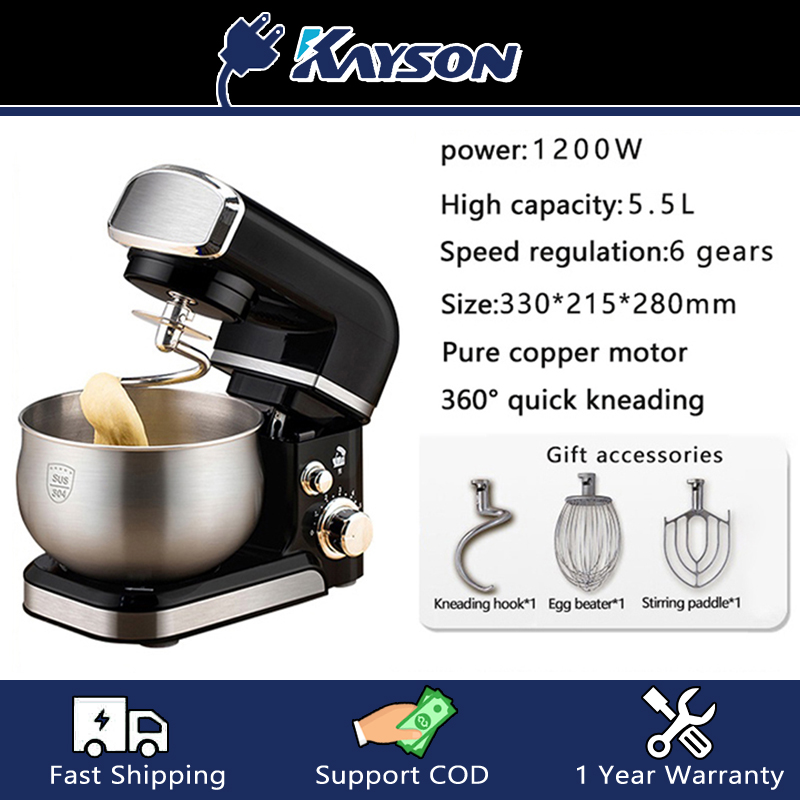 Vertical Mixer Multifunctional Mixer 5.5L 1200W Baking Mixer 304 ...