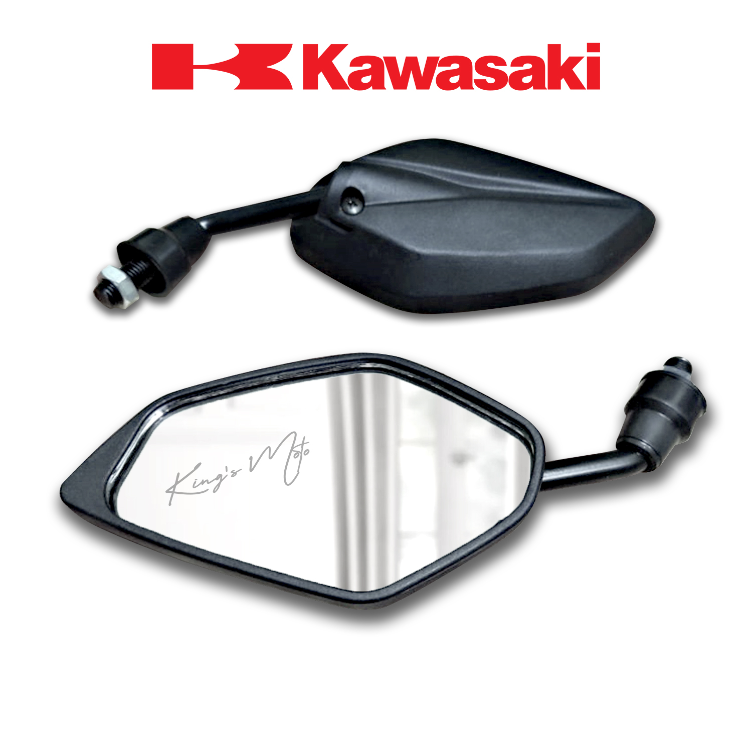 Kawasaki Barako II Side mirror genuine parts black short stem | Lazada PH