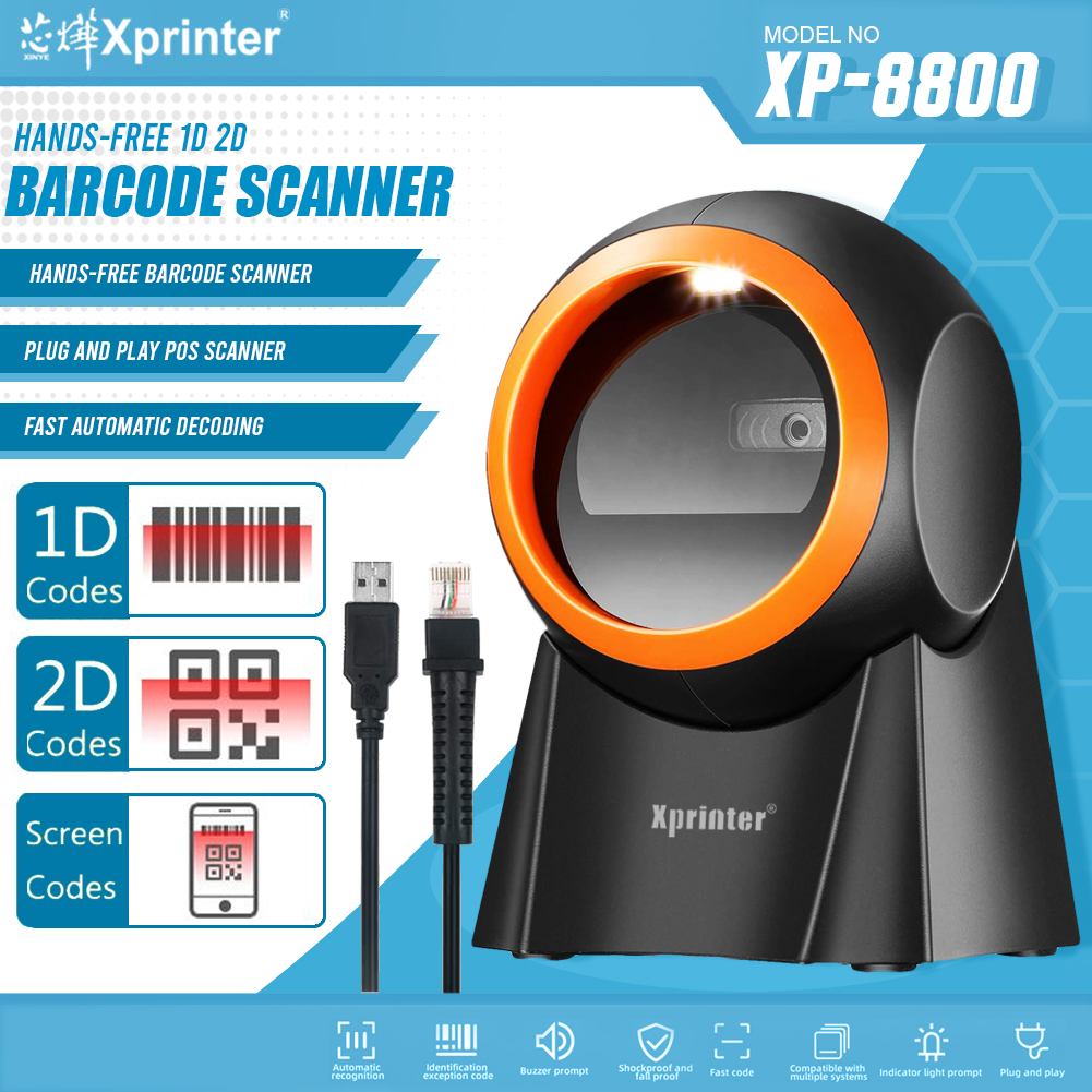 Xprinter XP-8800 1D 2D QR Code Desktop Barcode Platform Scanner USB ...