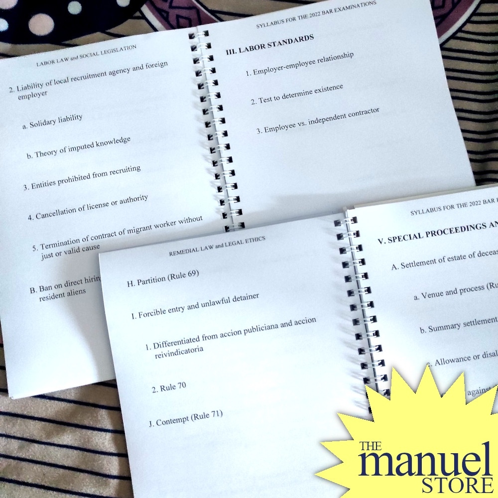 reading Bar Syllabus (2022) - Examination Notebook Outlinefor Exam ...