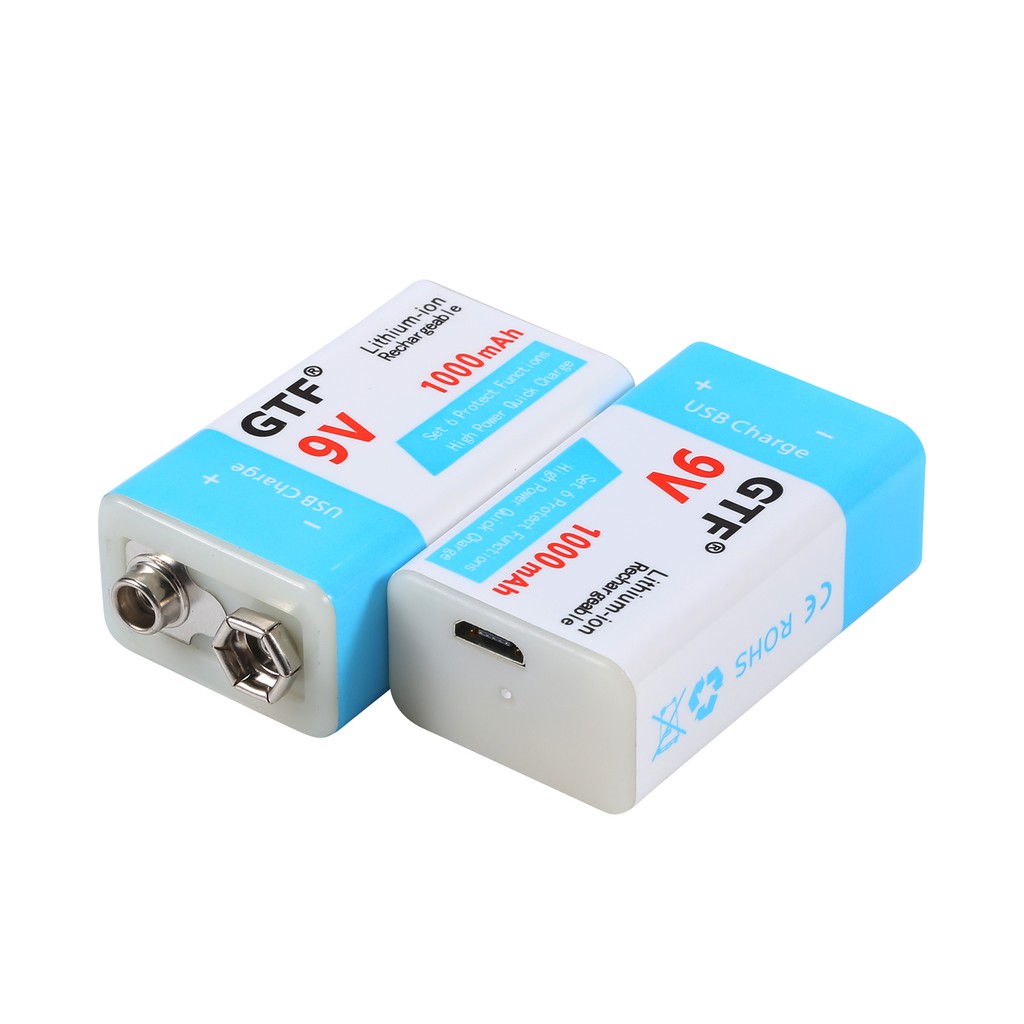 GTF 9V 1000mAh USB charge Battery li-ion Rechargeable battery Micro 9 v ...