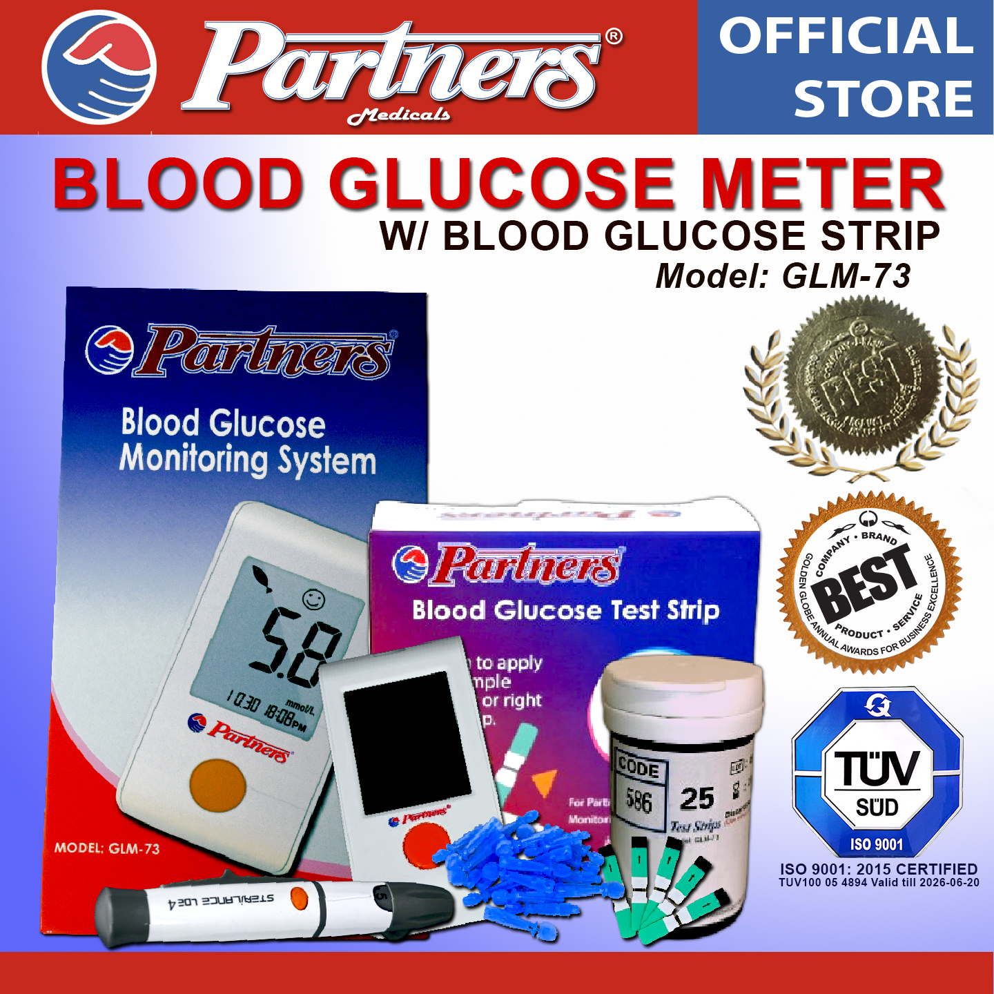 Partners GlucoLeader Value Blood Glucose Meter Model: GLM: 73 w ...