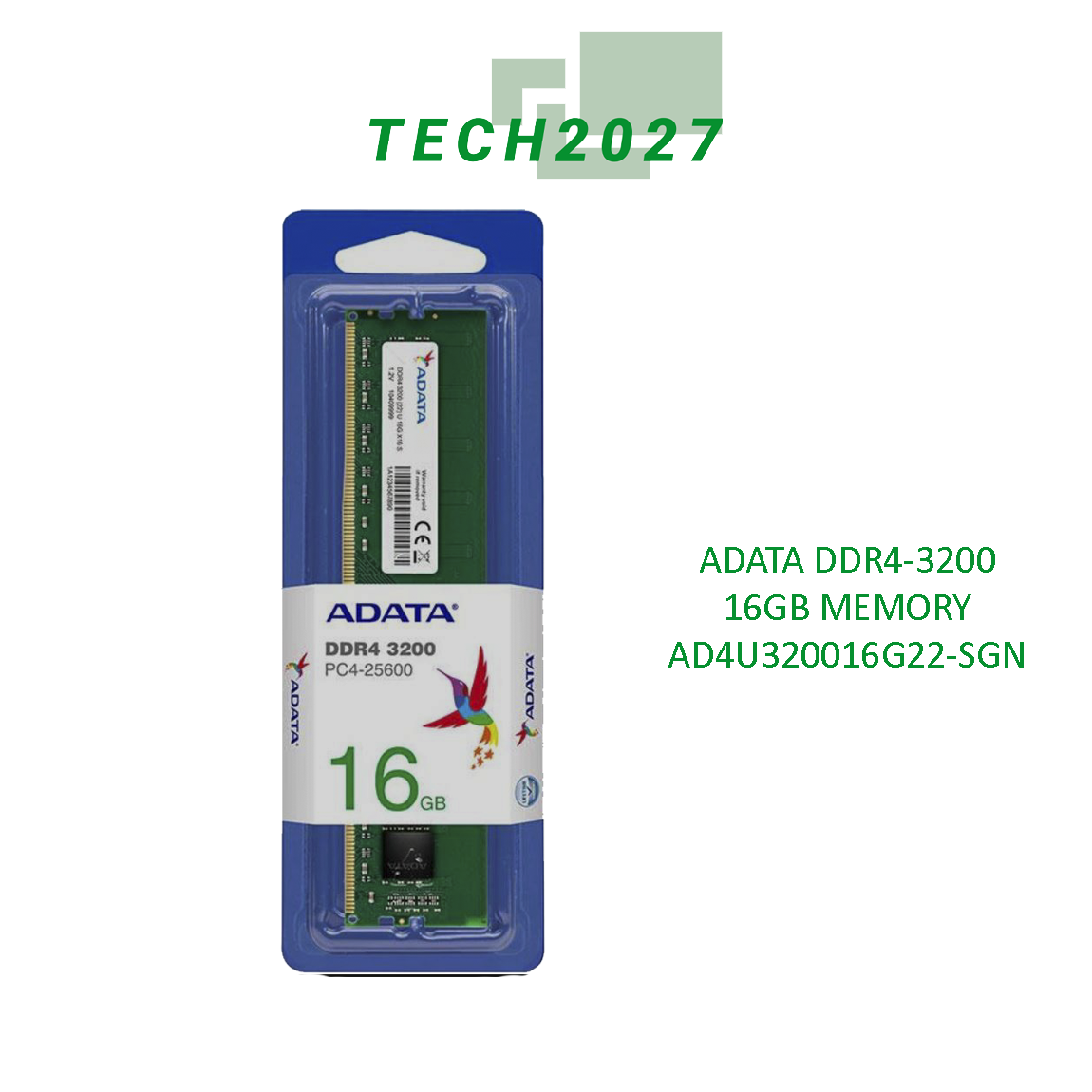 ADATA 16GB SINGLE DDR4 3200 DIMM DESKTOP MEMORY - AD4U320016G22-SGN ...