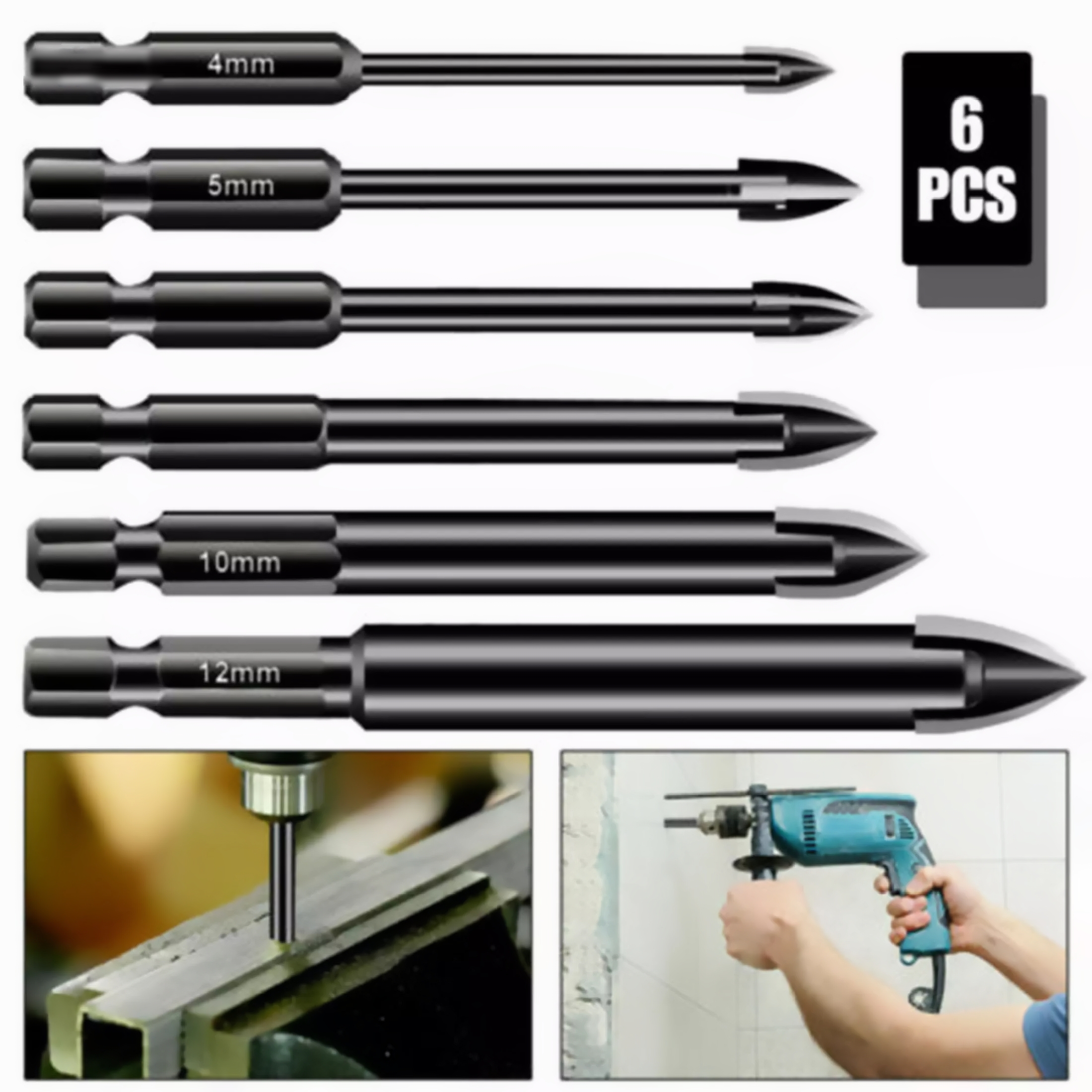 🔝 Original 【24 hours delivery】7pcs 3-12mm Masonry Drill Bits, Concrete ...