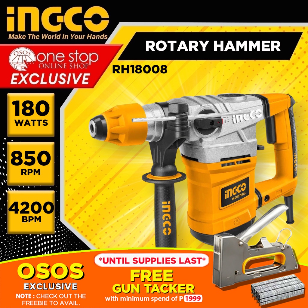 Ingco Rotary Hammer/CHIPPING GUN 1800w RH18008 •OSOS• | Lazada PH