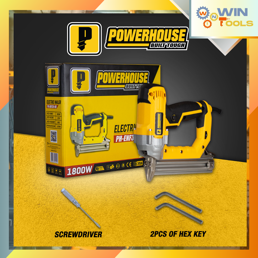 POWERHOUSE ELECTRIC NAILER GUN WITH ADJUSTABLE PRESSURE AND ANTI- STUCK ...