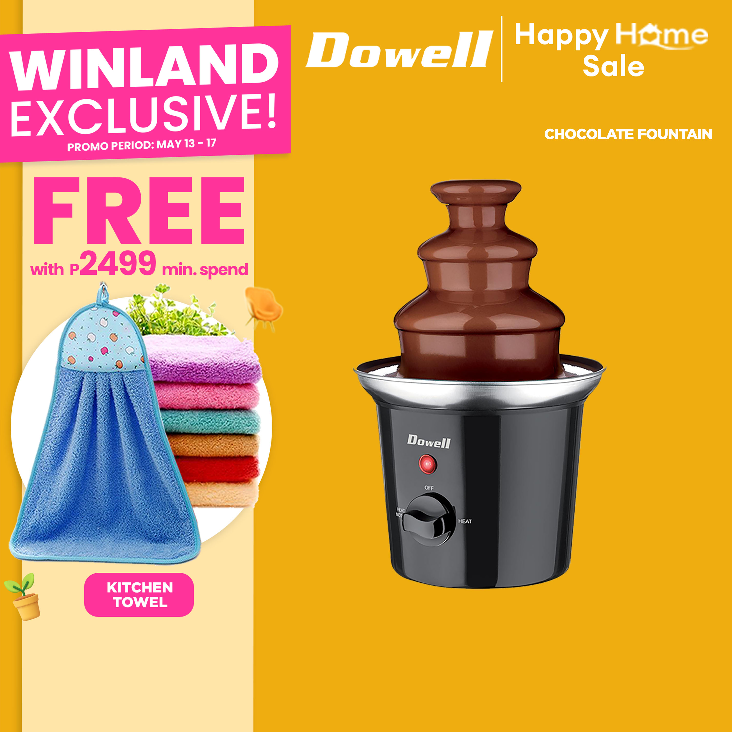 DOWELL by Winland CF-105PS 300ml 3 tiers Chocolate Fountain Fondue Maker (Black) | Lazada PH