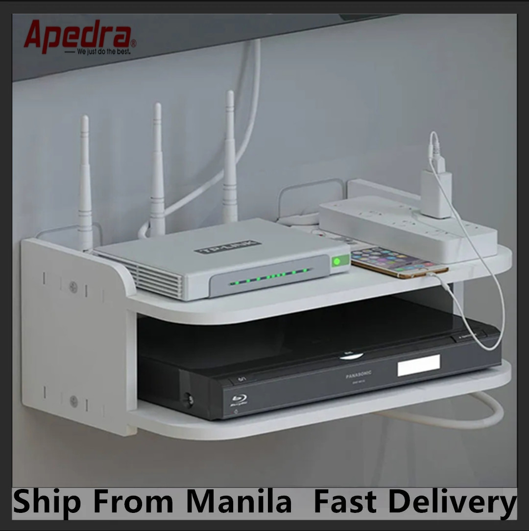 NPC Set-top box rack Wooden Wall Mounted Wifi Router Shelf Set-Top Box ...