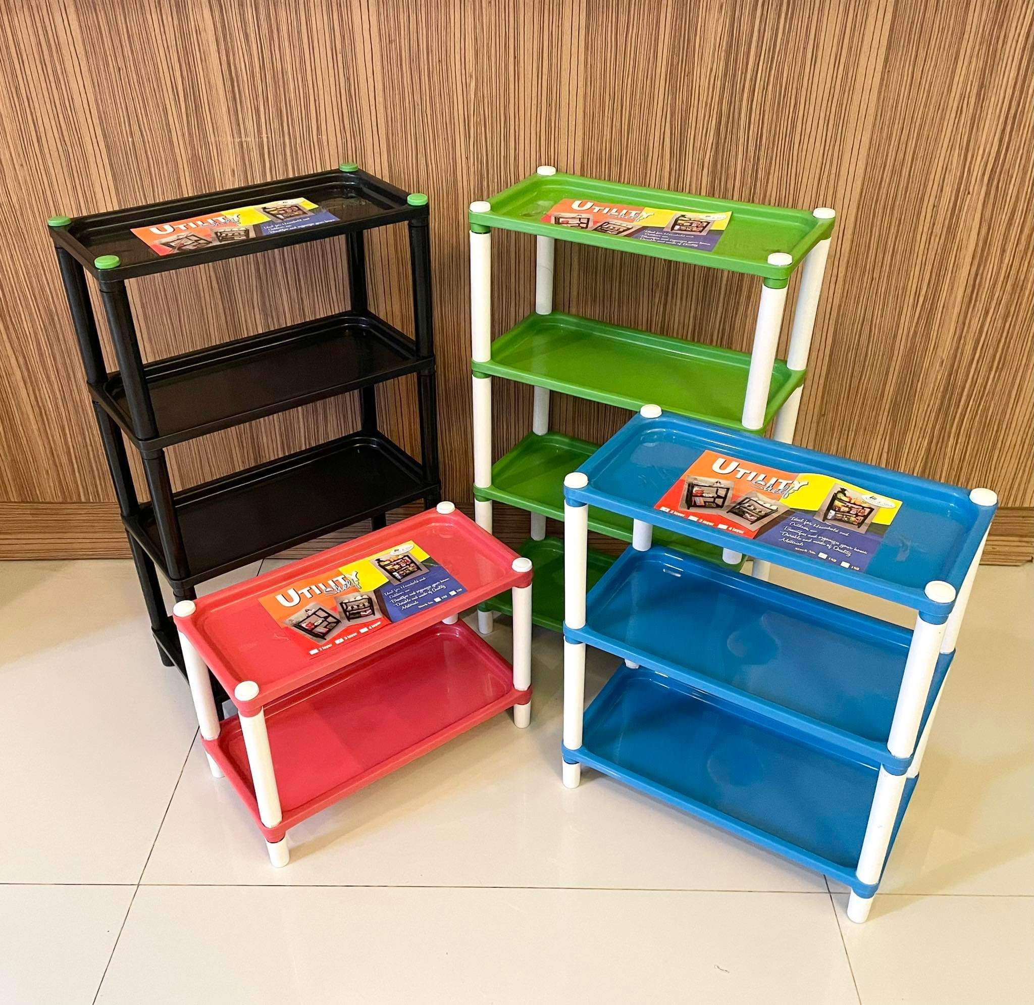 Plastic FLAT SHELF (183) 2-3-4 Layer Storage Organizer Utility Rack ...