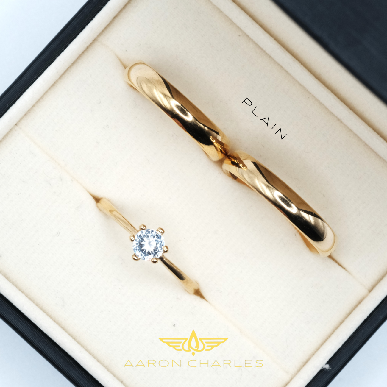 [AC] 3 in 1- Free Engraved Name Wedding Rings with Free Engagement Ring ...