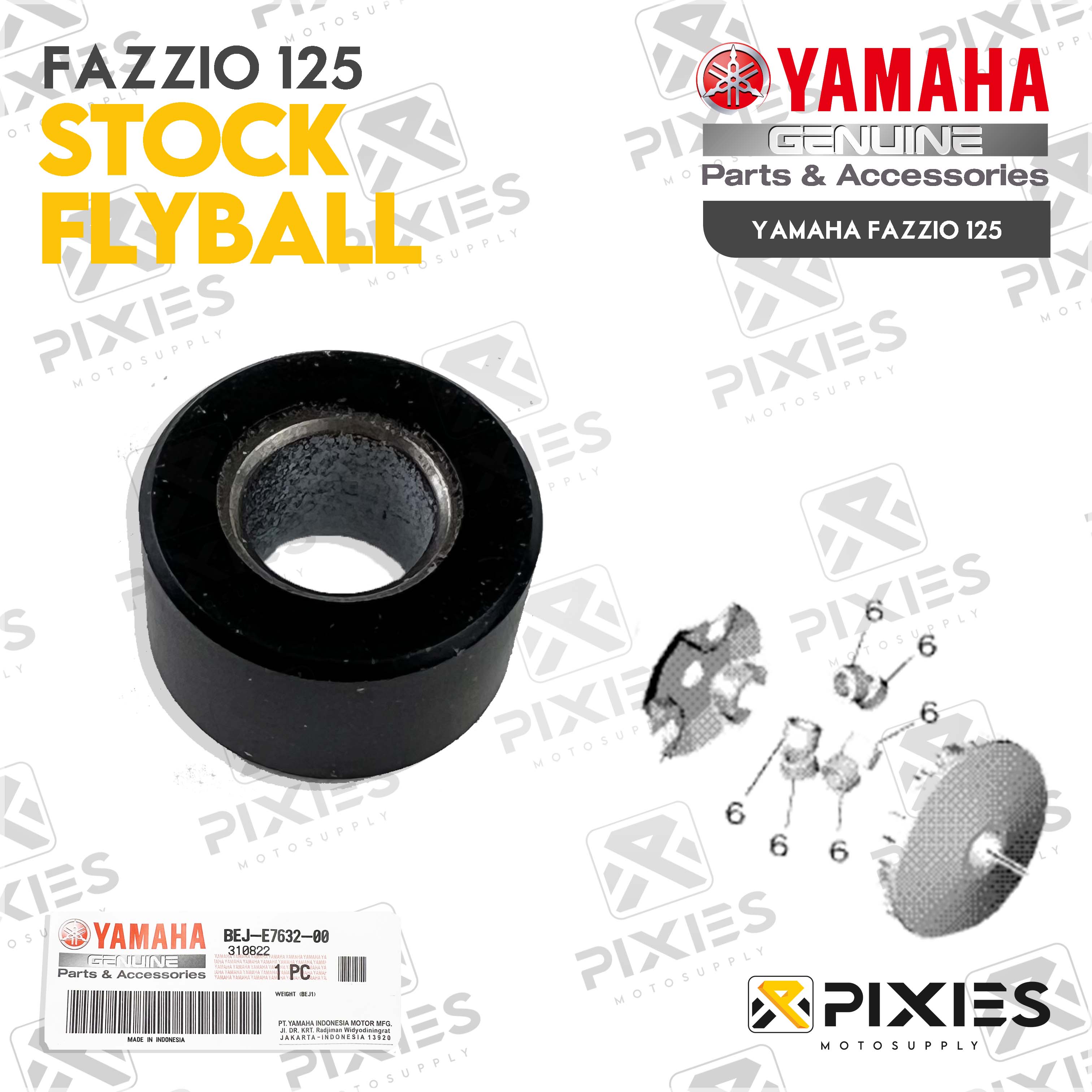 YAMAHA GENUINE PARTS YAMAHA FAZZIO 125 ROLLER WEIGHTS BOLA FLYBALL ...