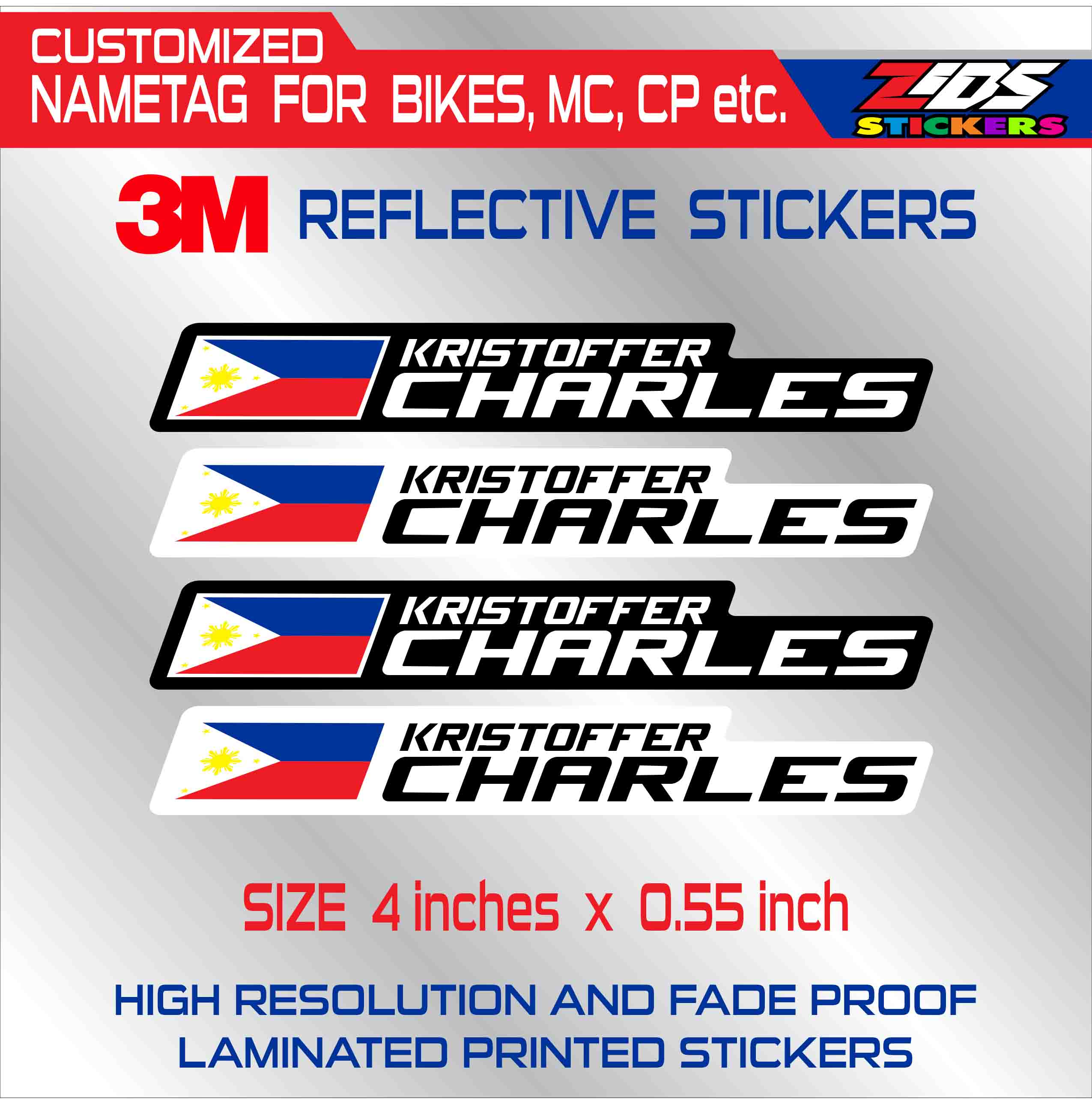 ph flag with bike name 3M reflective printed laminated sticker for cars ...