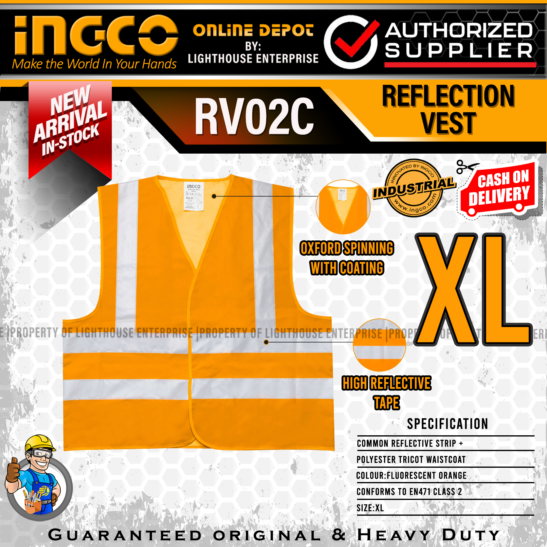 INGCO Industrial Reflectorized Vest (RV02C) *LIGHTHOUSE ENTERPRISE ...