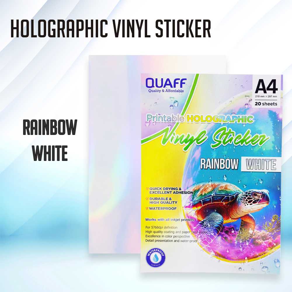 QUAFF Printable Hologram Vinyl Inkjet Sticker A4 Rainbow / Broken glass ...