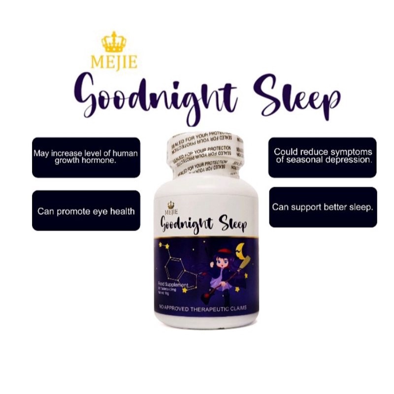 Melatonin Goodnight Sleep by Mejie 60 tablets 3mg per tablet | Lazada PH