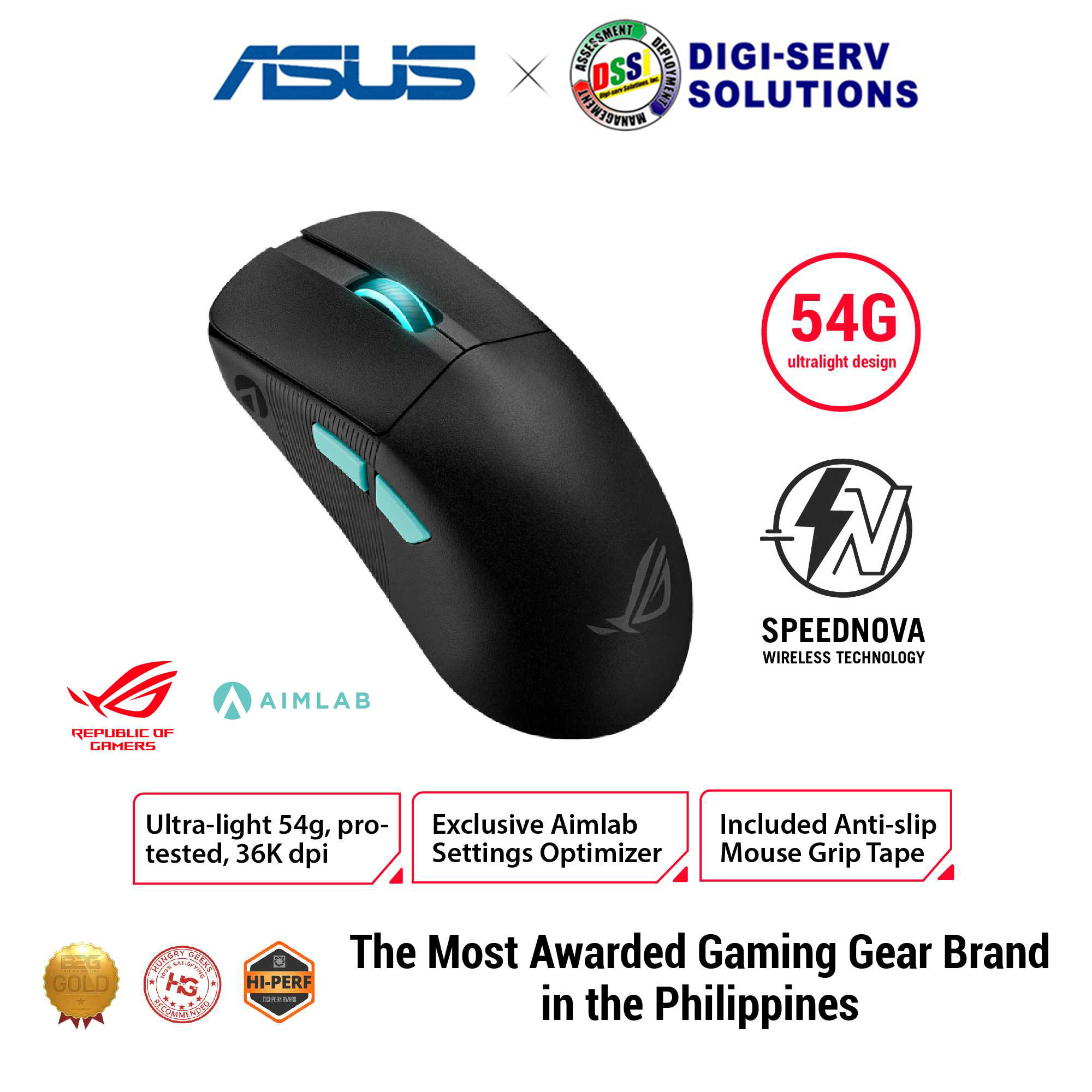 ASUS ROG Harpe Ace Aim Lab Edition Wireless Gaming Mouse, 54 g Ultra ...
