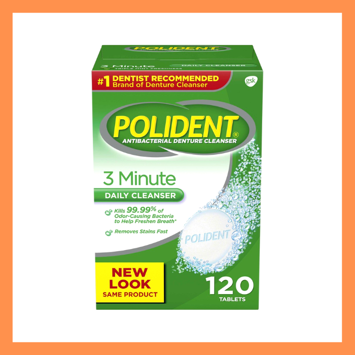 Polident 3-Minute Anti-Bacterial Denture Cleanser, 120 Tablets ...