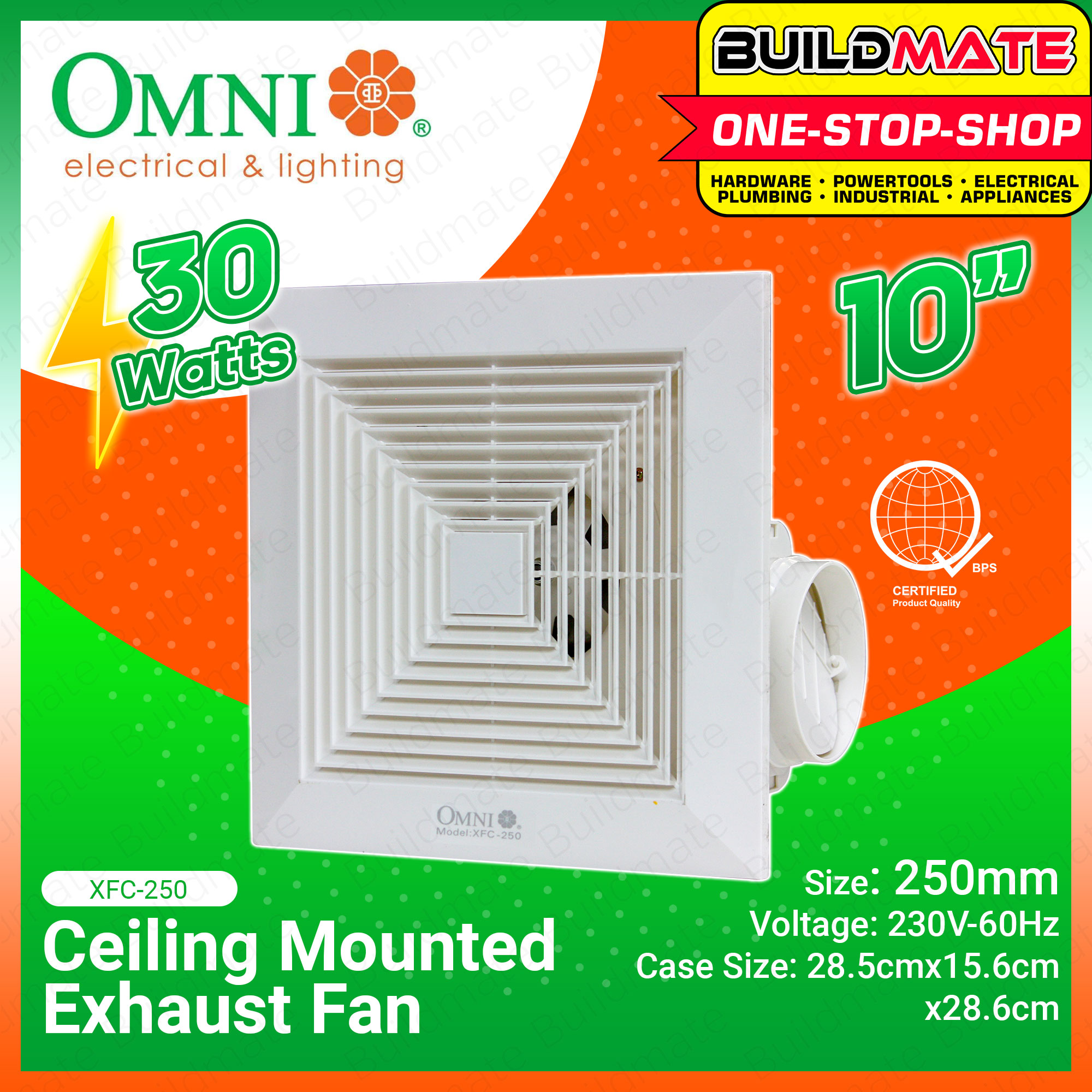 BUILDMATE Omni Ceiling Mounted Exhaust Fan 10" Inch Kitchen Exhaust Fan ...