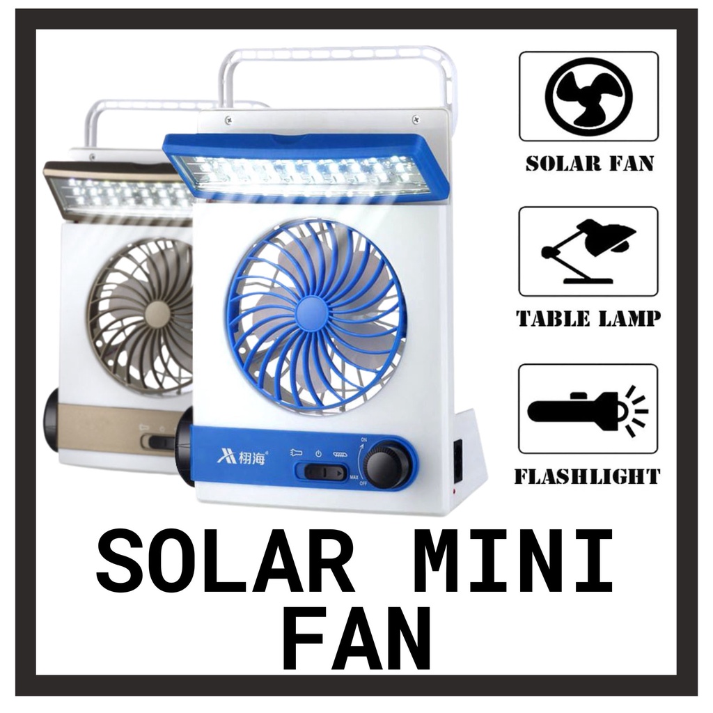 Original Solar Power Mini Fan With Led Table Lamp & Led Flashlight Mini ...