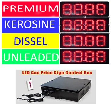LED 7 Segment, 4 Digits LED Gas Price Signage Control Box Set for Gas ...