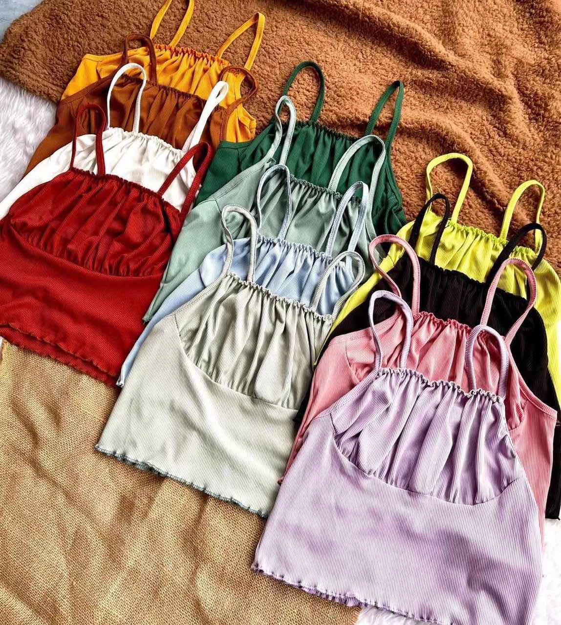 Ribbed Ruffle Bust Top Sleeveless Knitted Crop Top | Lazada PH