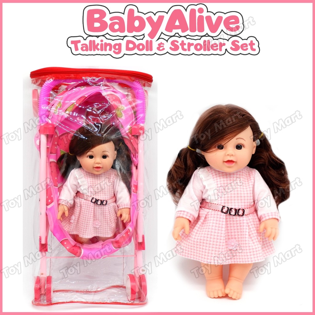 Baby Alive! Talking Baby Silicone Doll with Stroller Play Set Stroller ...
