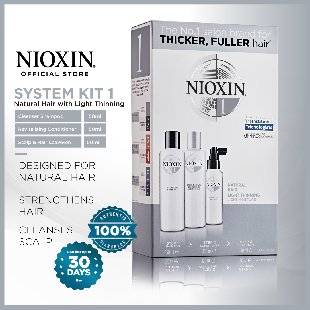 NIOXIN System Kit 1 30-day Starter Kit for Natural Hair with Light ...