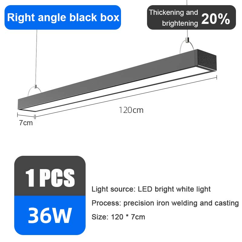 FLKL Modern Office LED Tube Light Ceiling LED Black Rectangular Power ...