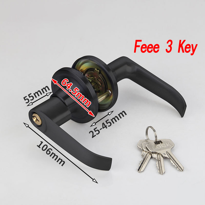 Door Knob Locks Black Handle Lock Silent Zinc Alloy Lever Type ...