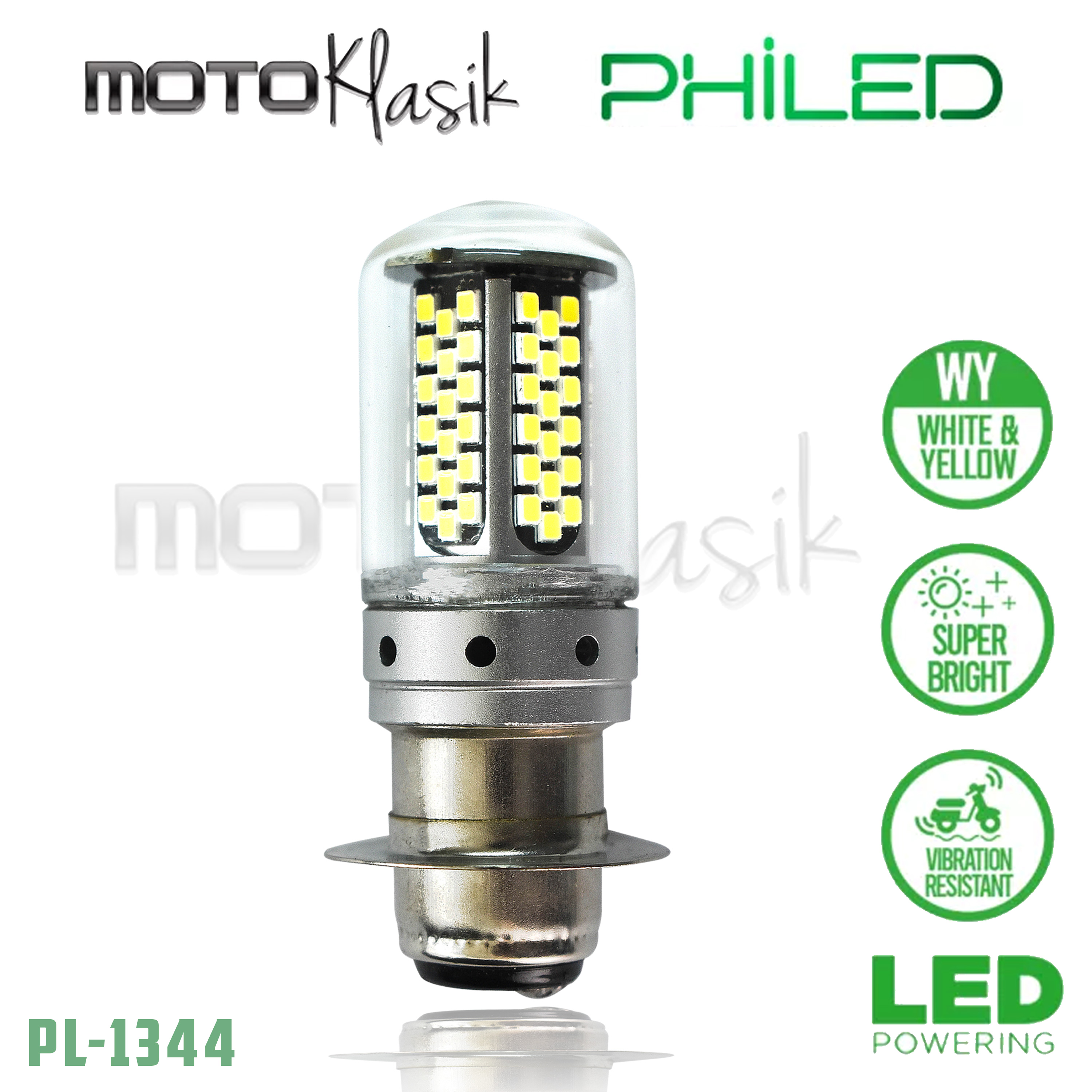 PHILED H4 / T19 LED BULB HEADLIGHT HIGH-LOW BEAM / 108 LED CHIPS WHITE LIGHT UNIVERSAL 12V PL ...