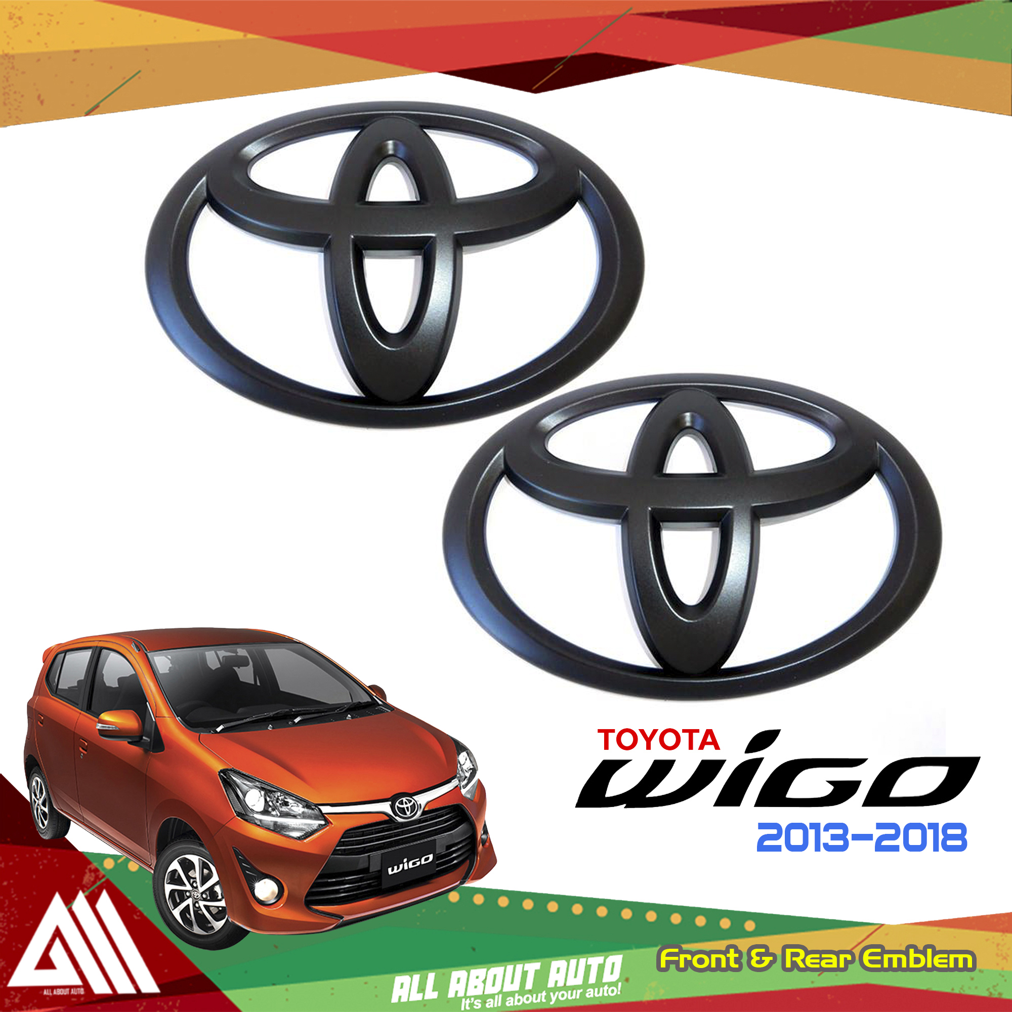 Toyota Wigo 2013-2018 Front and Rear Emblem (Matte Black) | Lazada PH