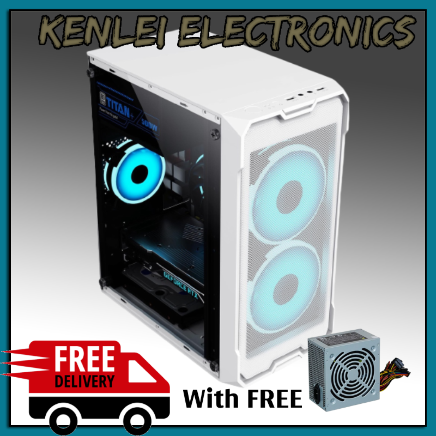 KENLEI KEYTECH T100 Tempered Glass Gaming PC / Desktop Case MICRO ATX ...