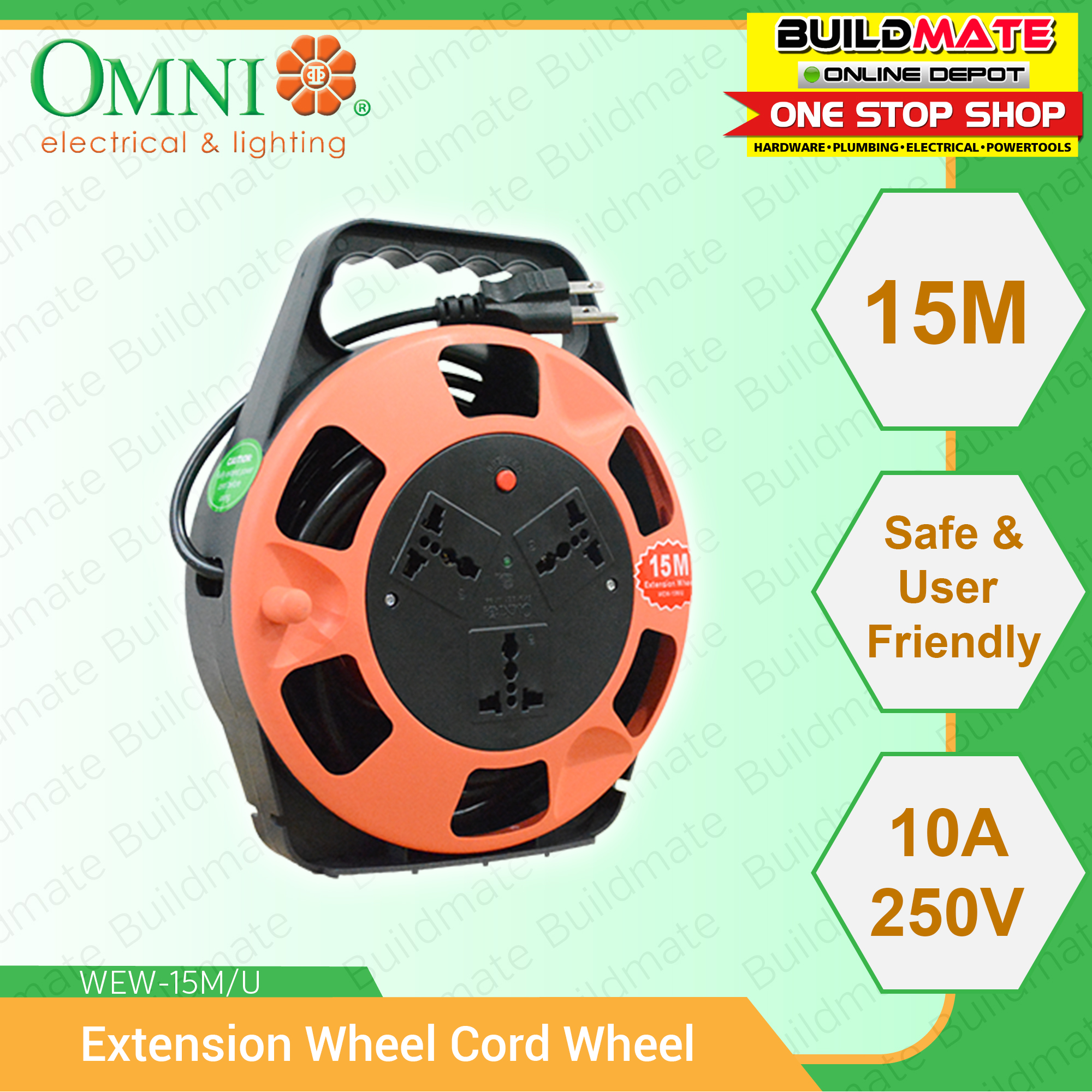 Omni Extension Cord Socket Outlet Wheel 15M with 6 Outlet 15 METERS ...