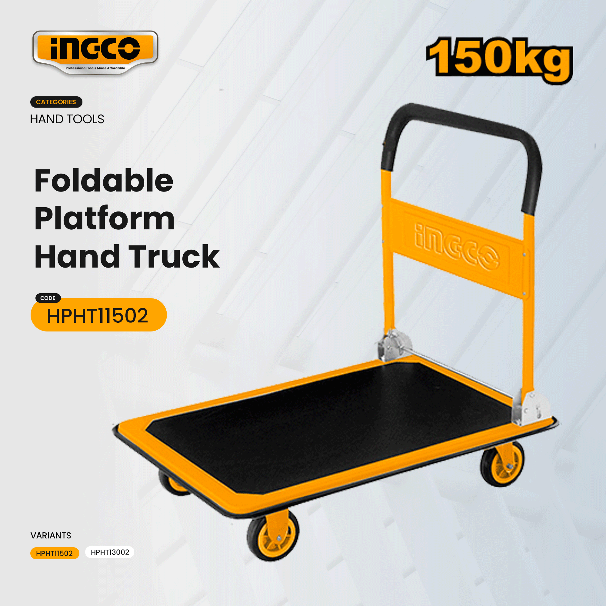 Ingco Foldable Platform Hand Truck with 150KG-300KG Capacity Push Cart ...